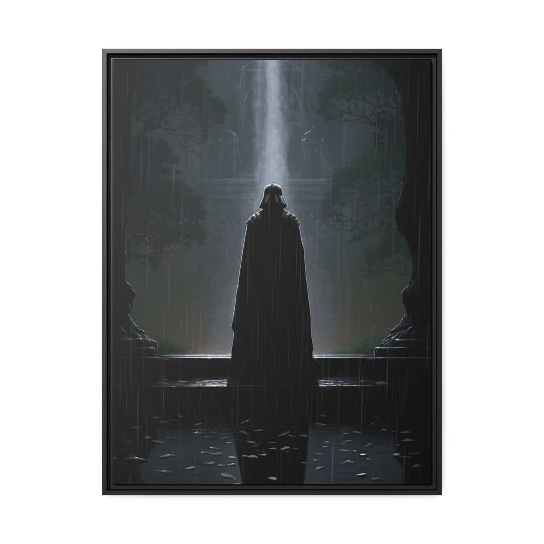 Shadows of Remembrance: Darth Vader's Rainy Vigil Matte Canvas Print ...