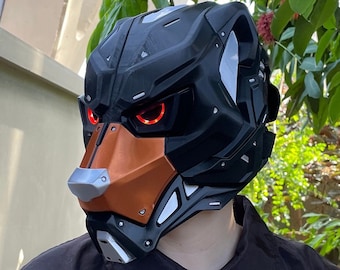 Cyber Bear Mask- Black and White, Pre-made, Cyber Punk, Evo Bear ...