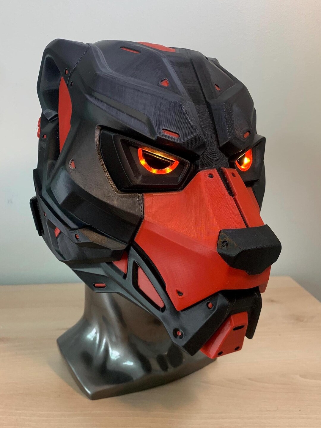Cyber Bear Mask Black and Red, Pre-made, Cyber Punk, Evo Bear, Moving ...