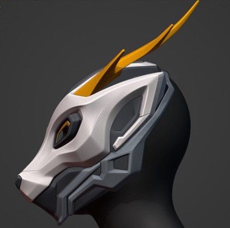 Cyber Deer Mask Custom Colors and Lights, Futuristic Mask, Cyber Punk ...