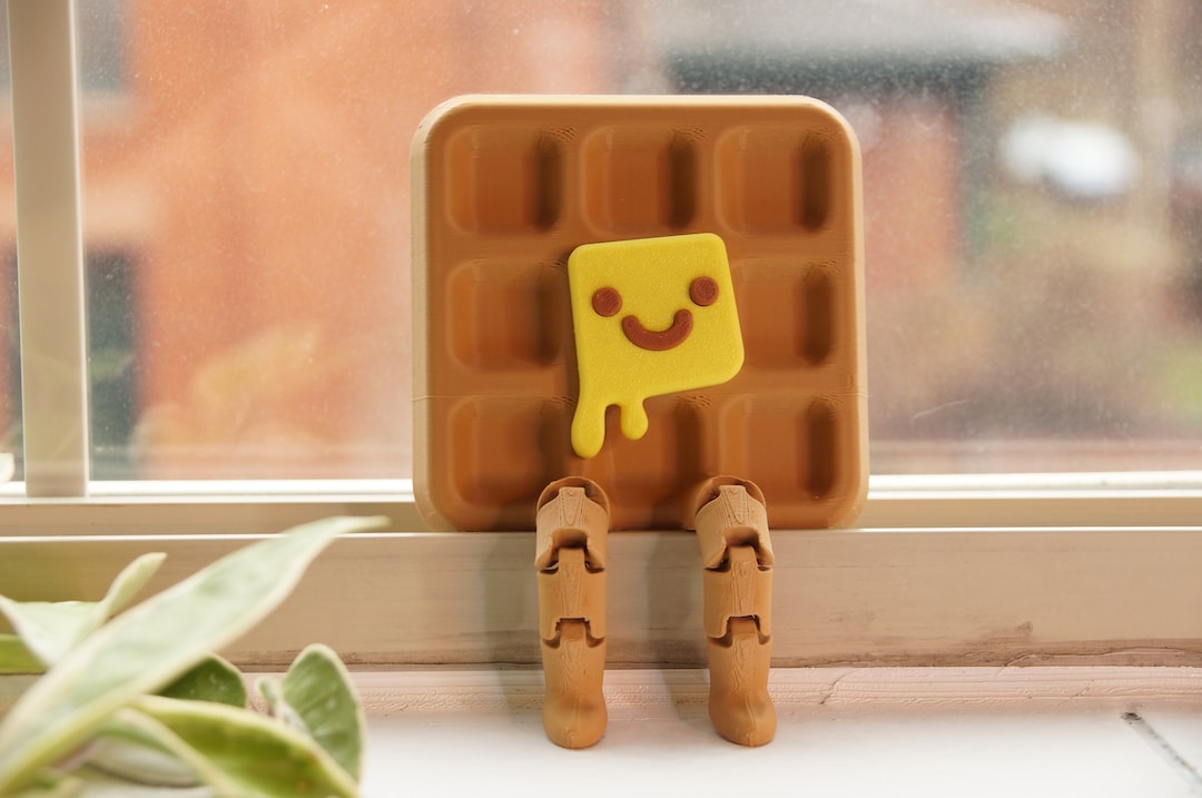 Waffle Pal- Cute Waffle Friend Shelf and Kitchen Decor With Flexible ...