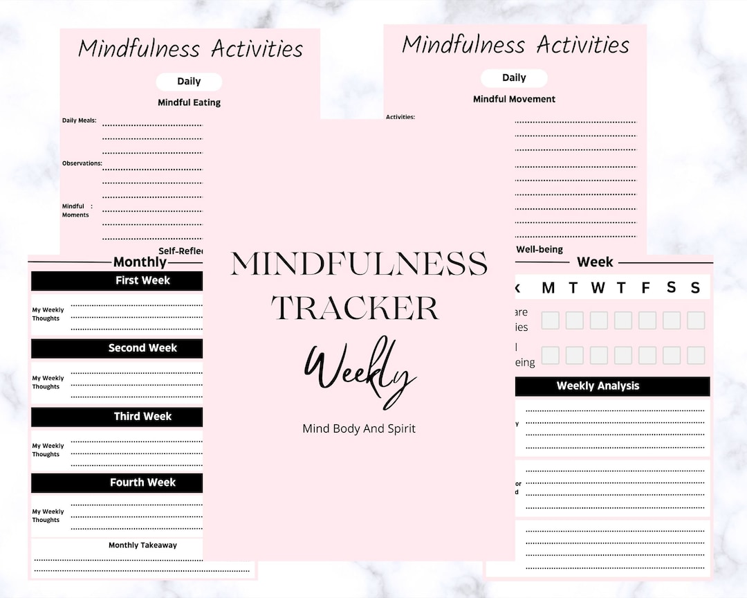 Mindfulness Tracker & Wellness Planner A4 Weekly Planner for Stress ...