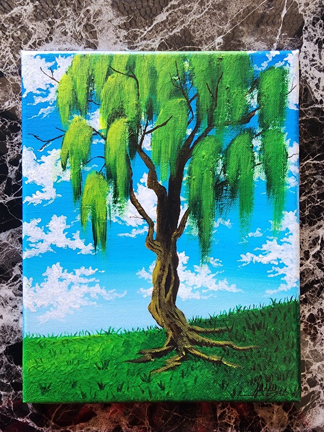 ORIGINAL "willow Tree" Acrylic Painting - Etsy