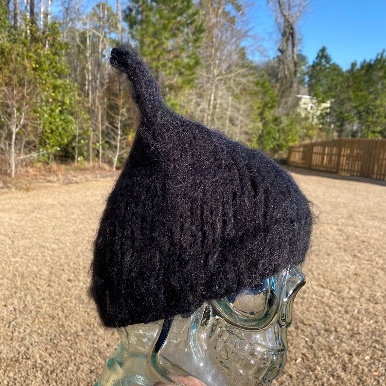 Black Mohair Cat Ear Hat Devil Horn Knit Hat Black Handmade Animal Ear ...