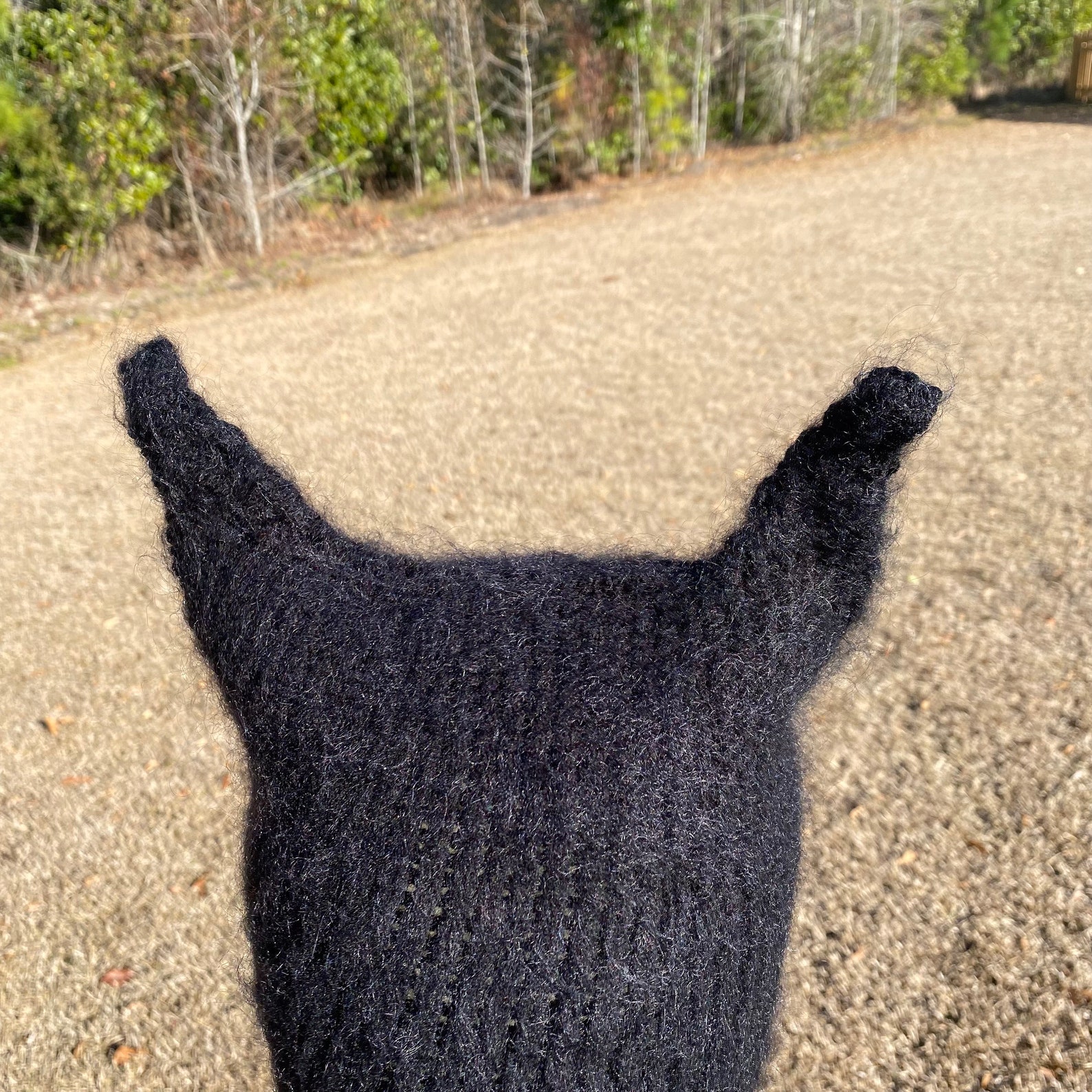 Black Mohair Cat Ear Hat Devil Horn Knit Hat Black Handmade Animal Ear ...