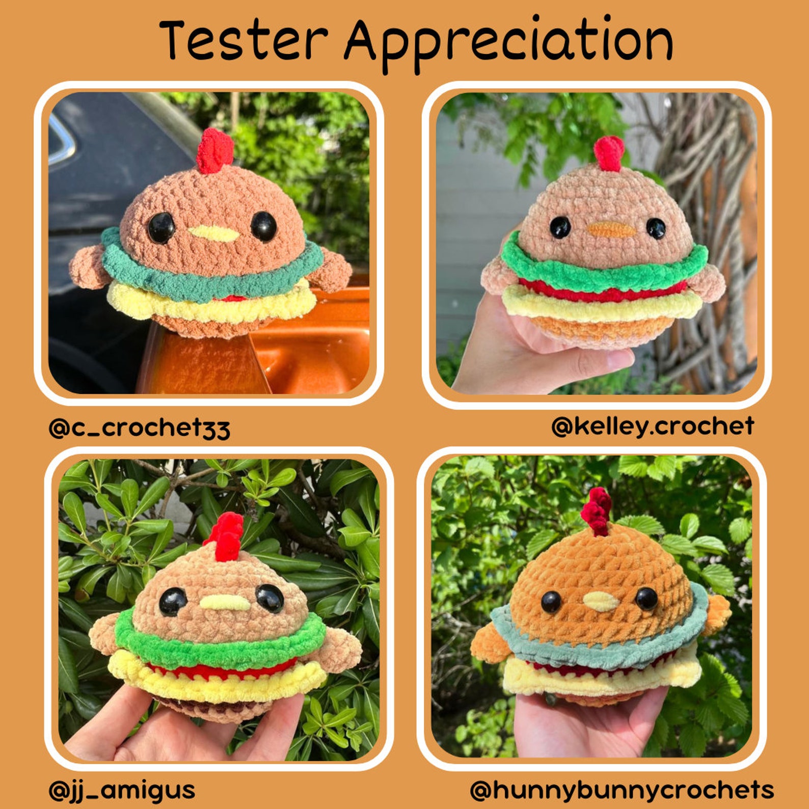Burger Crochet Pattern, Chicken Burger Crochet PDF, Crochet Burger ...