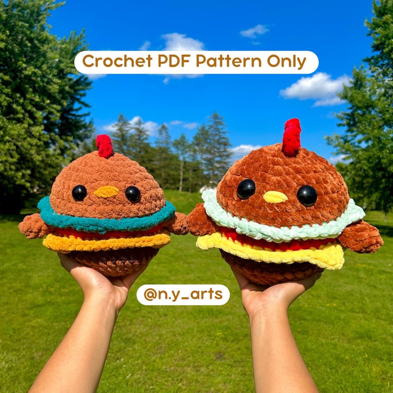 Burger Crochet Pattern, Chicken Burger Crochet PDF, Crochet Burger, Amigurumi Burger, Amigurumi ...