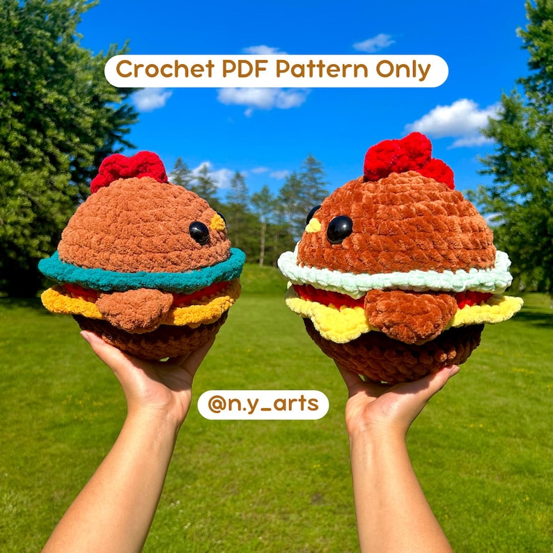 Burger Crochet Pattern, Chicken Burger Crochet PDF, Crochet Burger ...