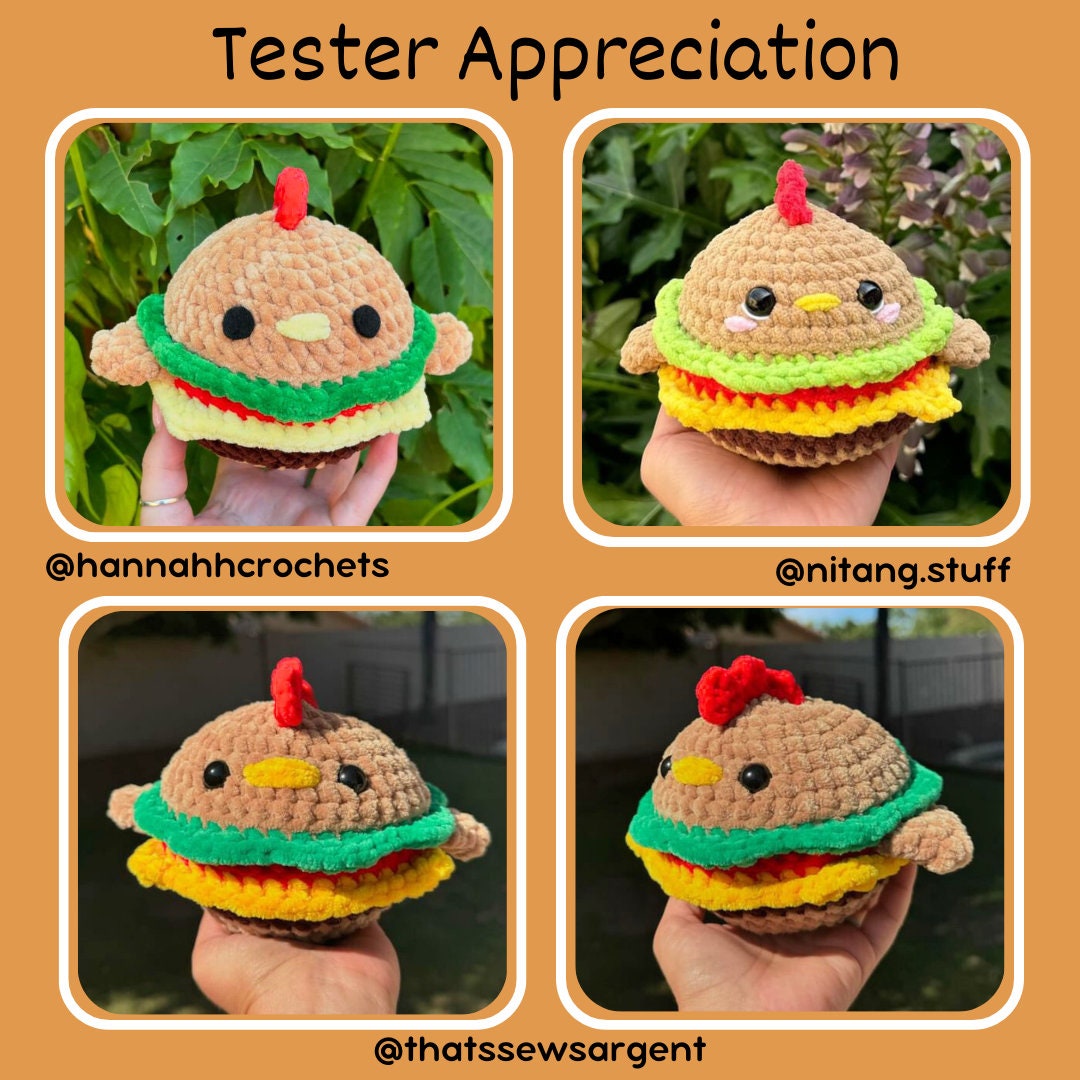 Burger Crochet Pattern, Chicken Burger Crochet PDF, Crochet Burger ...