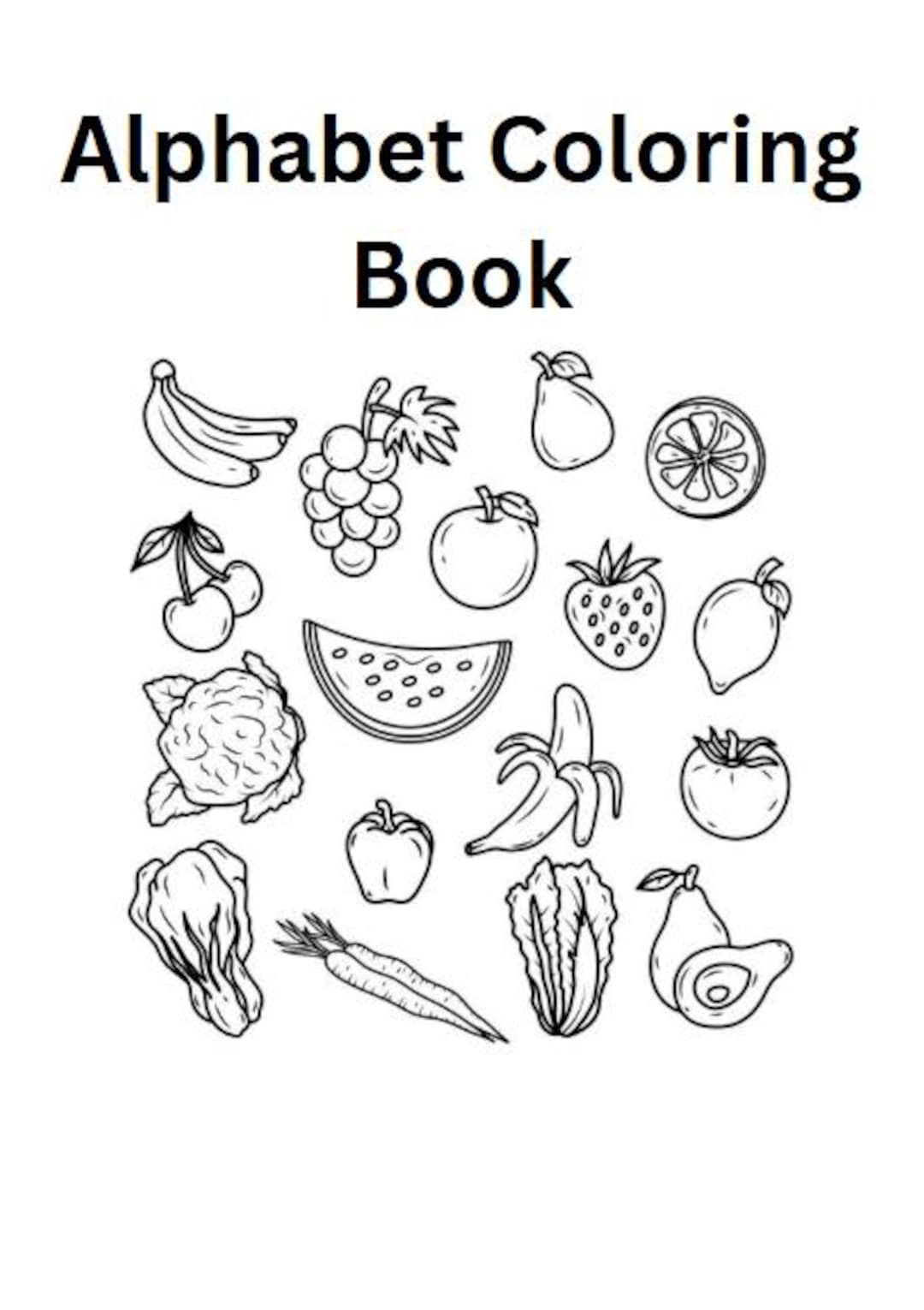 Alphabetic Fruit Coloring Book - Etsy