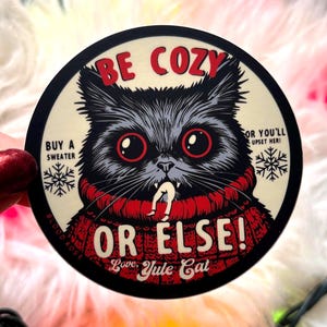 Yule Cat Vinyl Sticker- Xmas, Christmas, Pagan, Winter Solstice ...