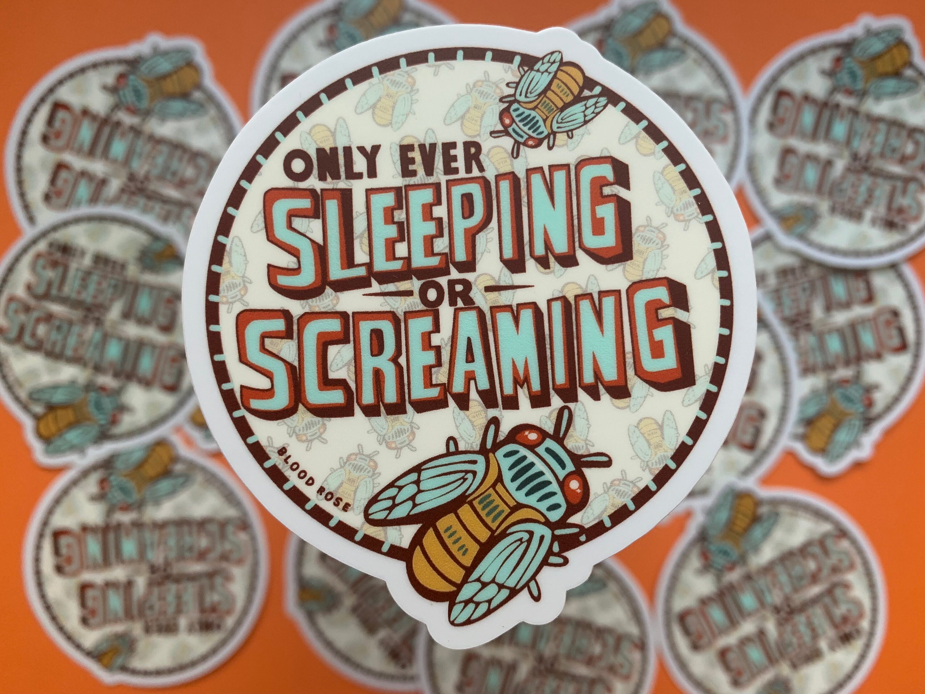 Cicada sleeping or Screaming Vinyl Sticker Bugs, Insect, Existential ...