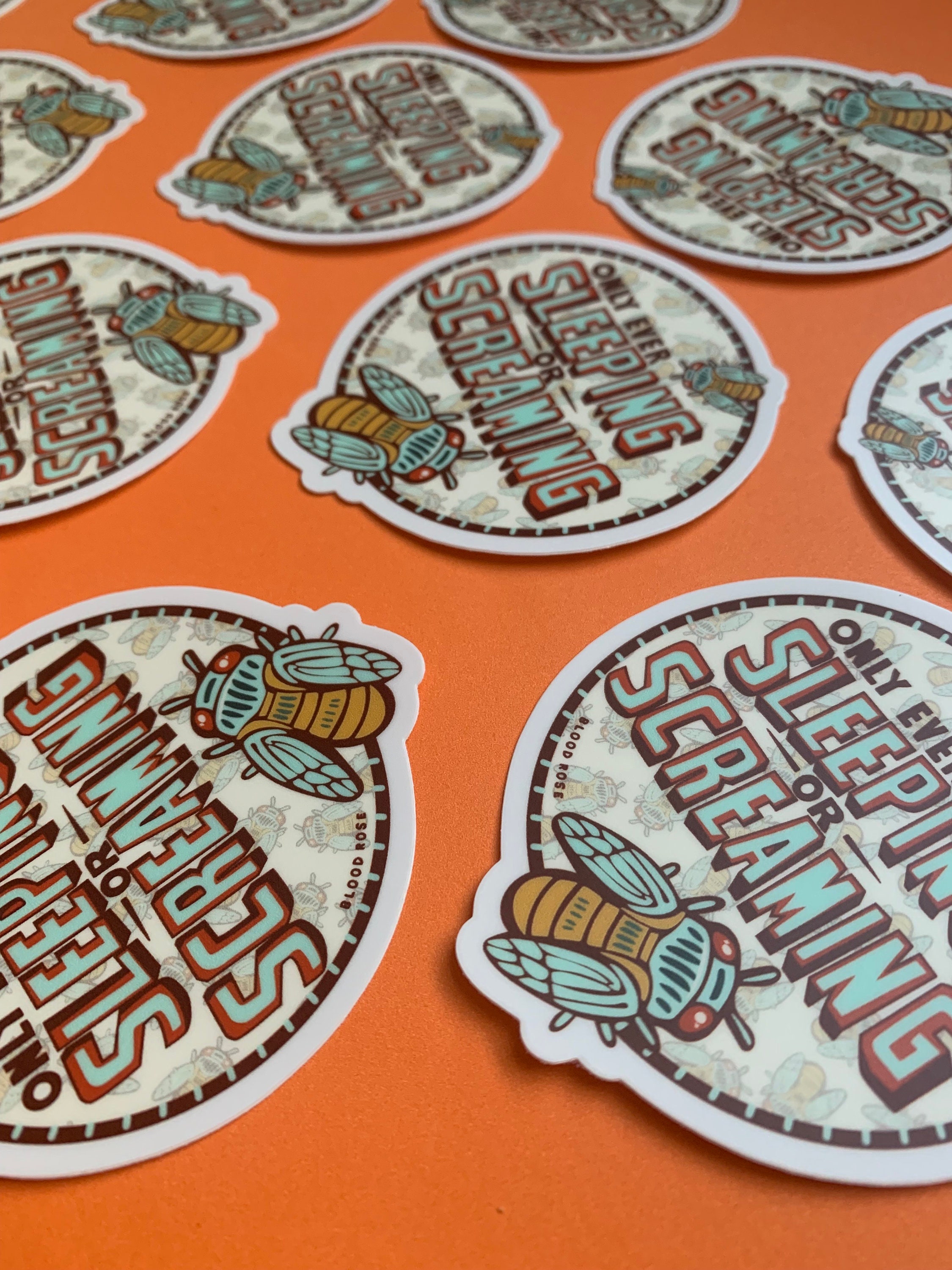 Cicada sleeping or Screaming Vinyl Sticker Bugs, Insect, Existential ...