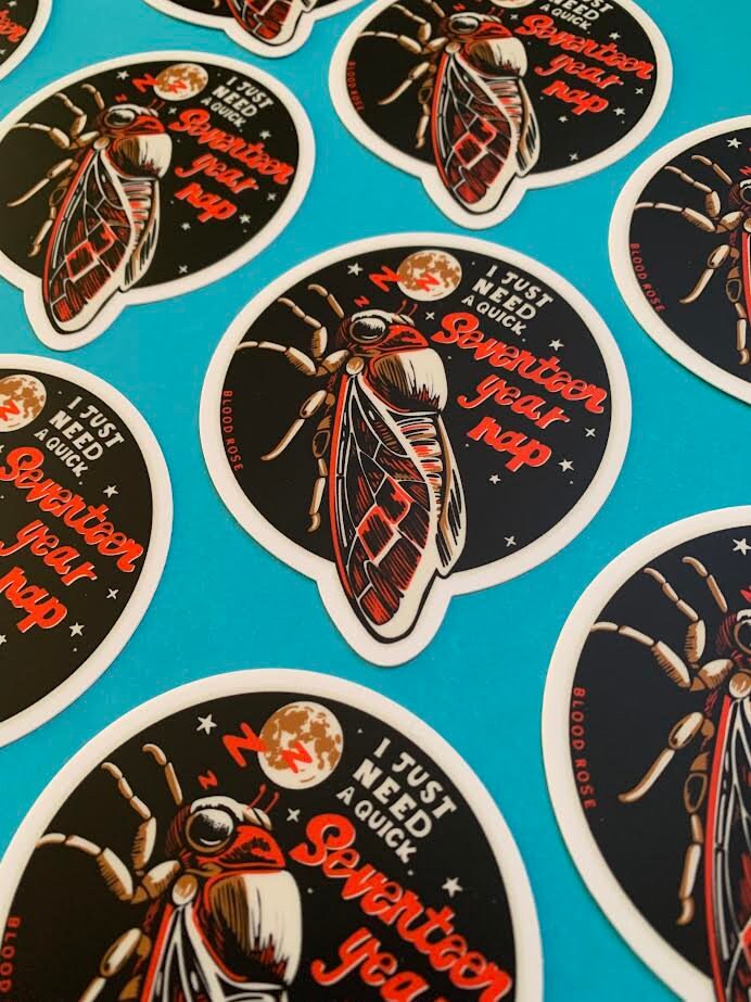 Cicada Vinyl Sticker Locust, 17 Year Nap, Sleepy, Exhausted, Funny - Etsy