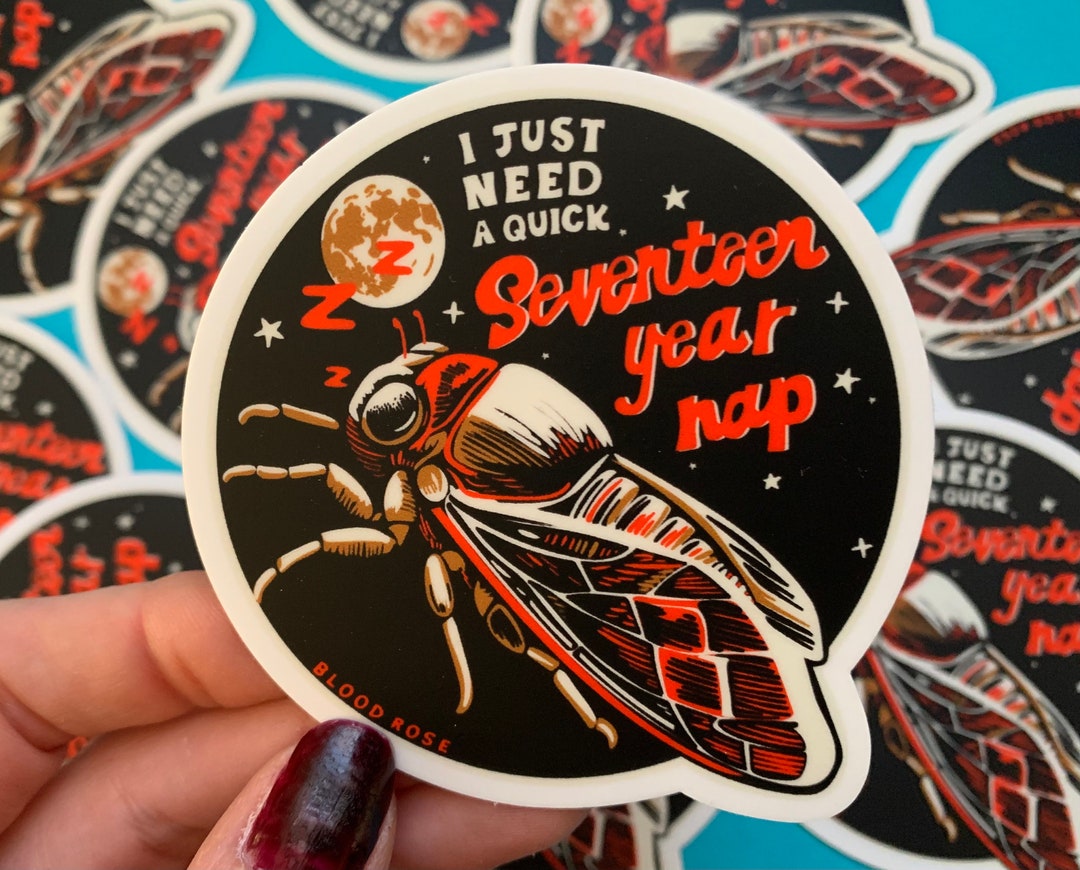 Cicada Vinyl Sticker Locust, 17 Year Nap, Sleepy, Exhausted, Funny - Etsy