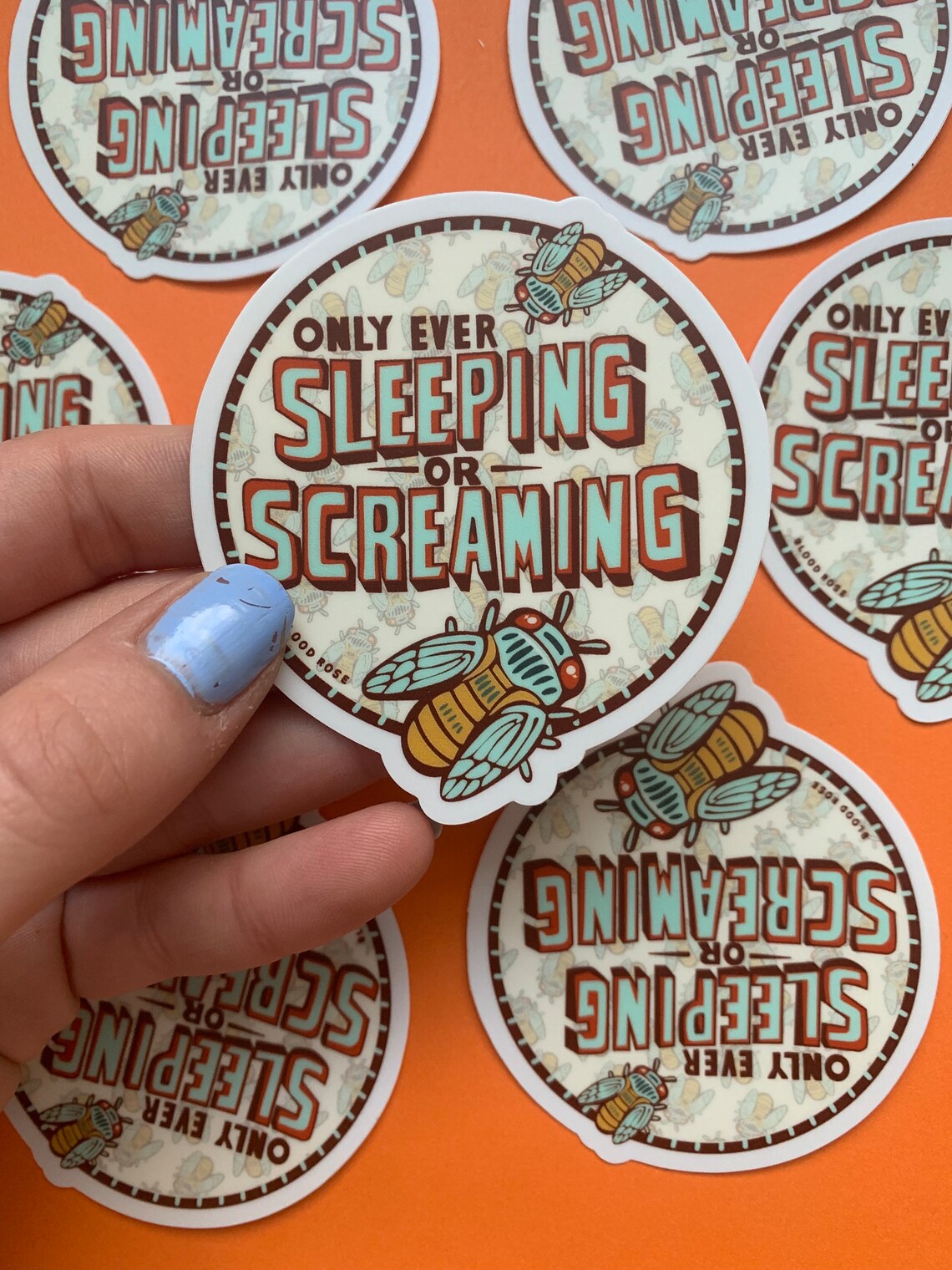 Cicada sleeping or Screaming Vinyl Sticker Bugs, Insect, Existential ...
