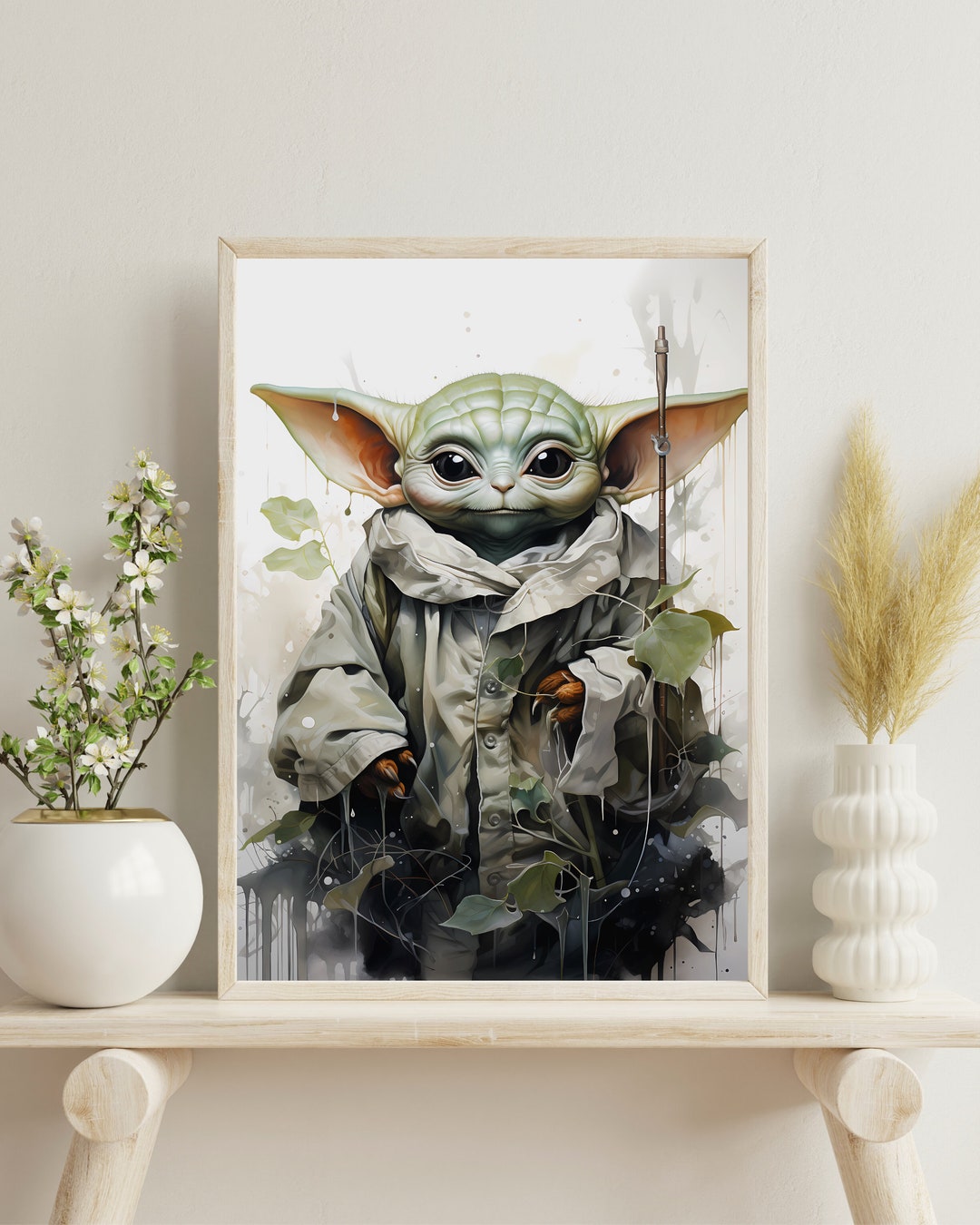 Grogu Digital Print Baby Yoda Painting Space Wars Universe Watercolors ...