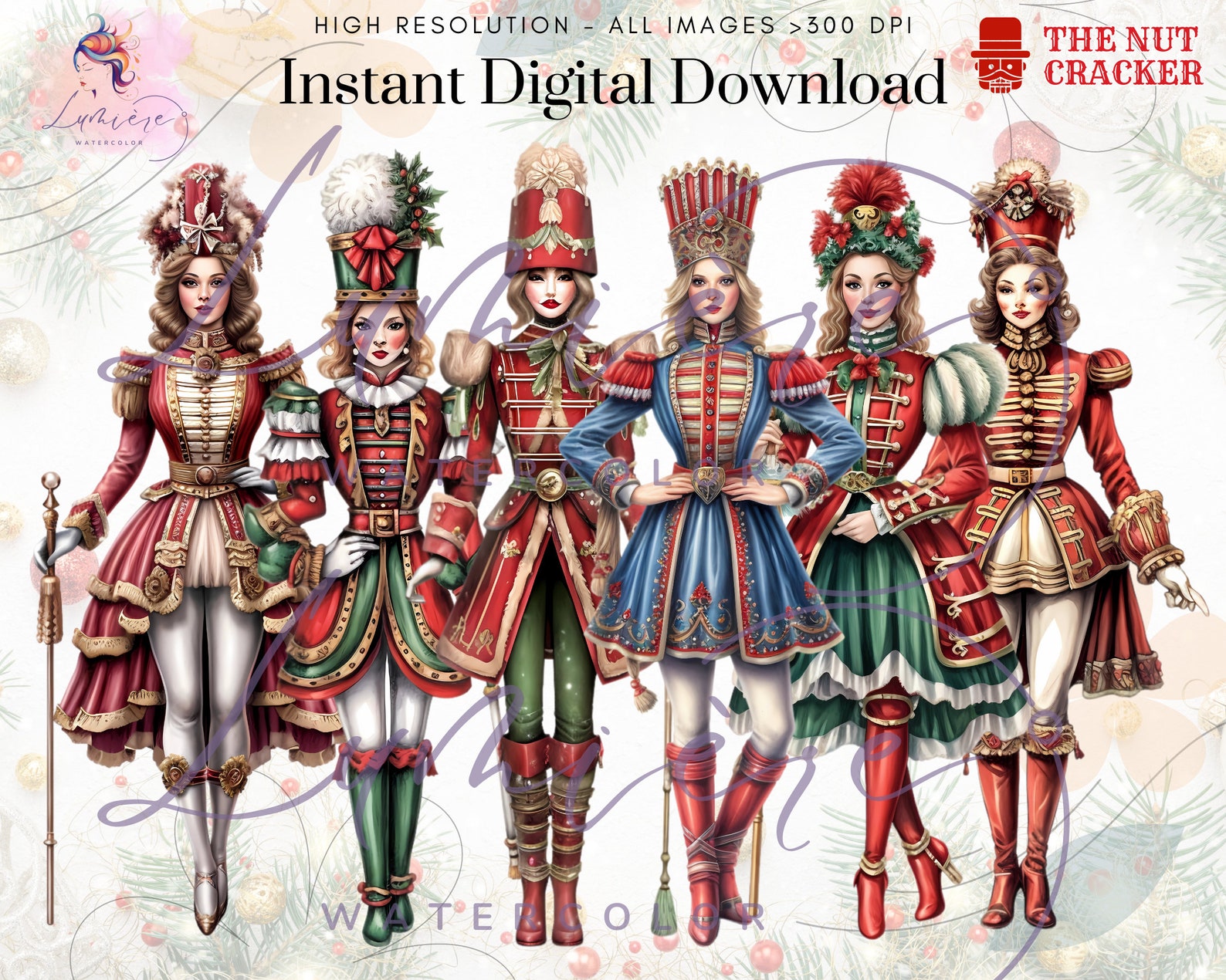 Nutcracker Clipart~ 30 Watercolor Christmas Nutcracker Png~ Marry ...
