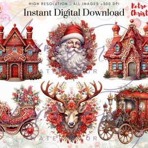 Retro Christmas Clipart~ 50 Vintage Retro Christmas PNG~ Snow Man PNG ...
