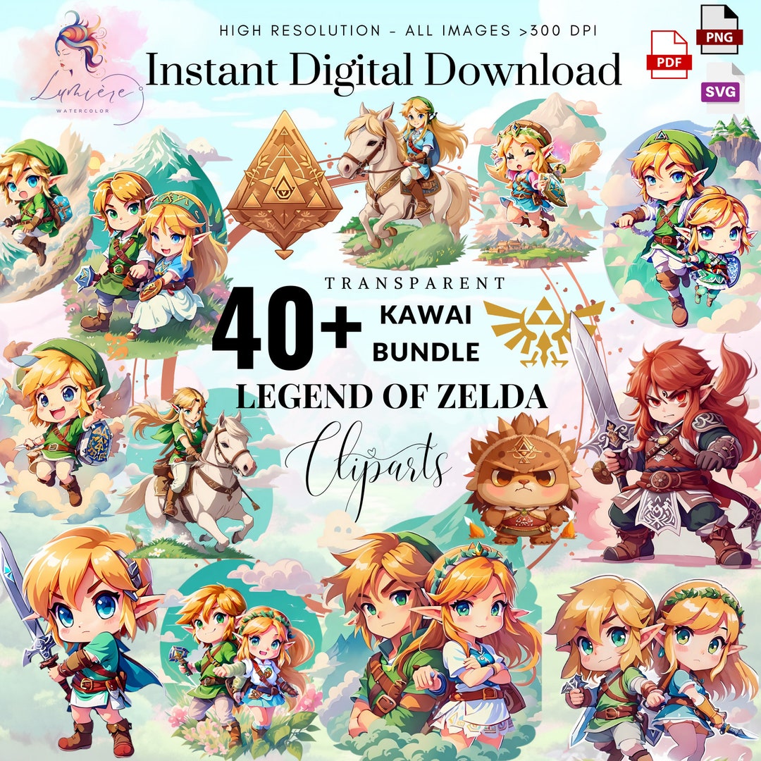 Legend of Zelda Cute Clipart Bundle~ 40+ Hi Resolution Clipart ...
