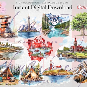 Canada Day Clipart~ Watercolor Canada Nature PNG ~ Country Culture PNG ...