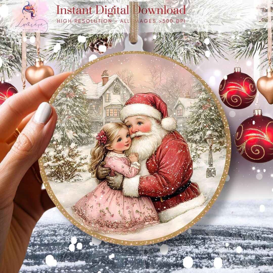 Christmas Ornament Santa Claus ~ Round Design ~ Christmas Scrapbooking ...