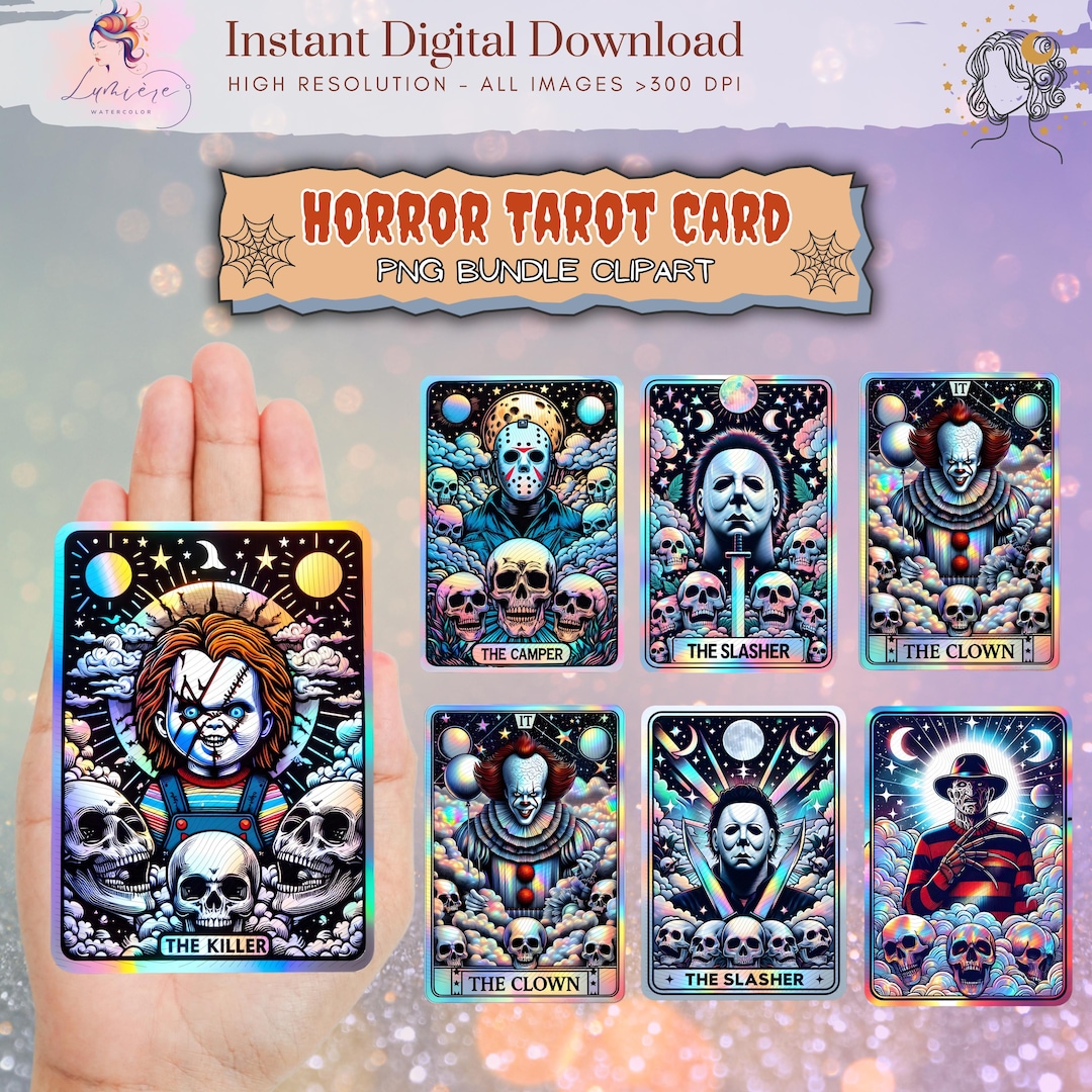 Horror Movie Tarot Cards PNG, Tarot Card Bundle, Horror Charctrer Png ...