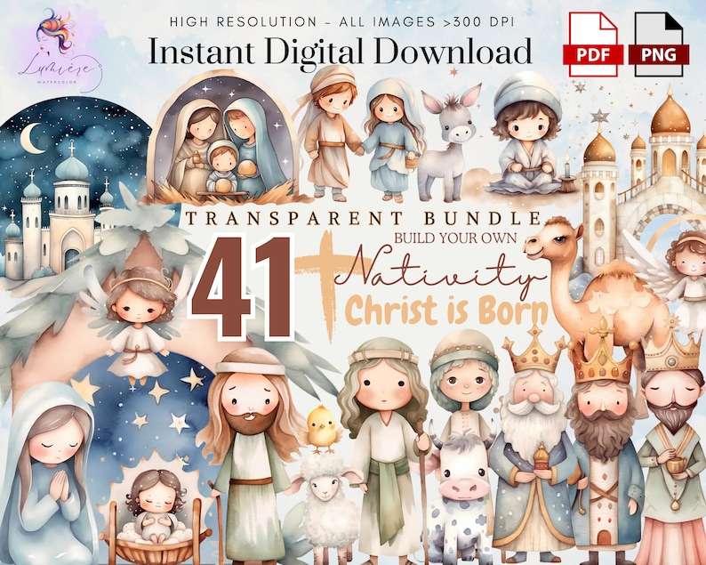 Nativity Scene Clipart~ Nativity Scene PNG ~ Jesus Birth ~ Sable ...