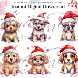 Christmas Dogs Clipart~ 25 Watercolor Cute Puppies PNG ~ Dalmatian ...