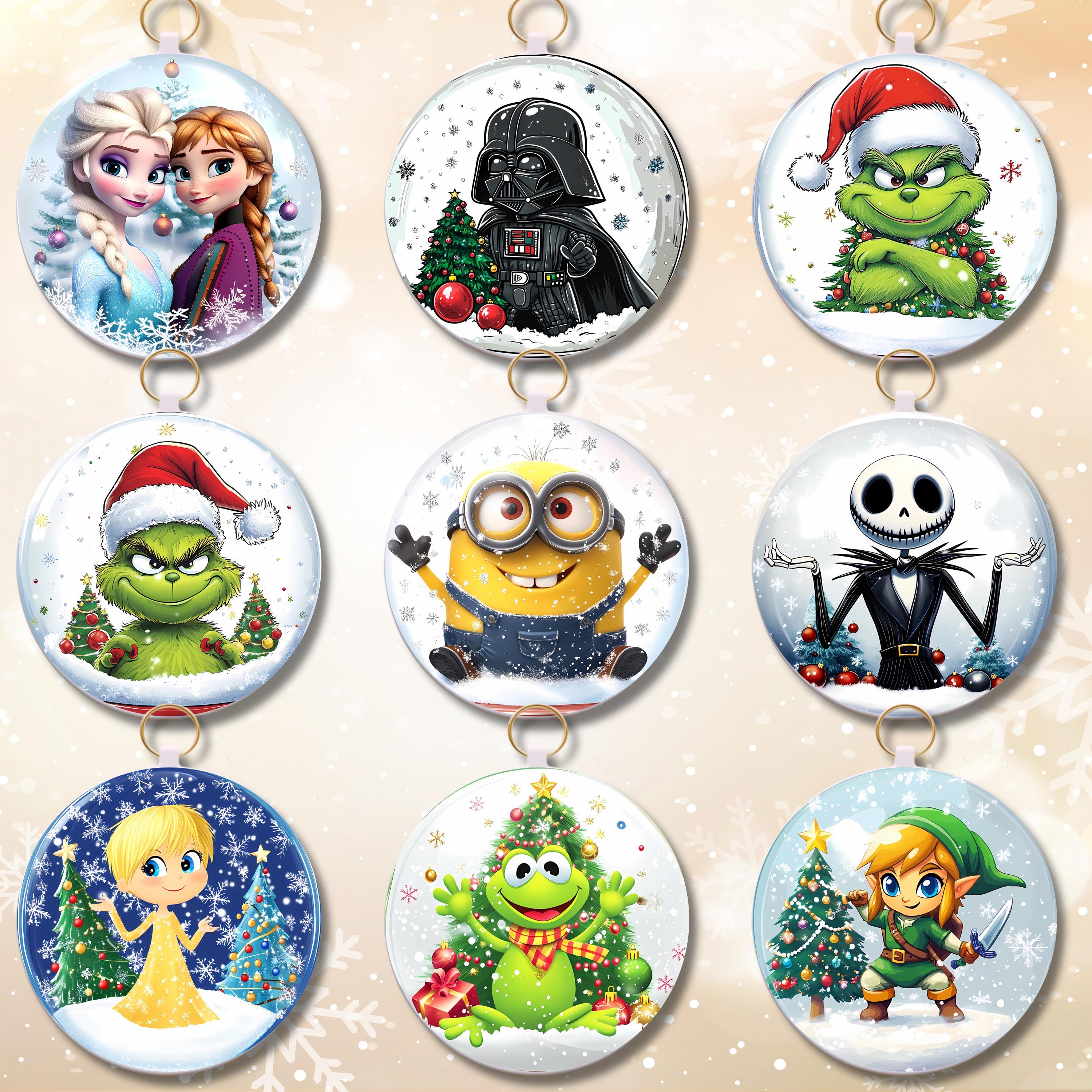 3D Christmas Cartoon Ornaments ~ Snowglobe Ornaments ~ Printable Round ...