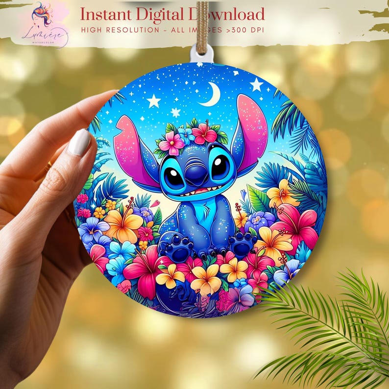 Cartoon Character Sti-tch Wind Spinner PNG, Vibrant Wind Spinner, Round ...