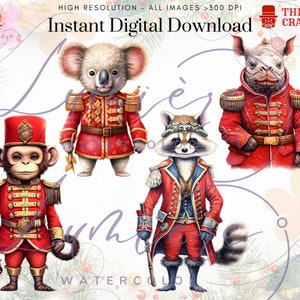 Animal Nutcracker Clipart~ 22 Watercolor Christmas Animals Png~ Marry ...