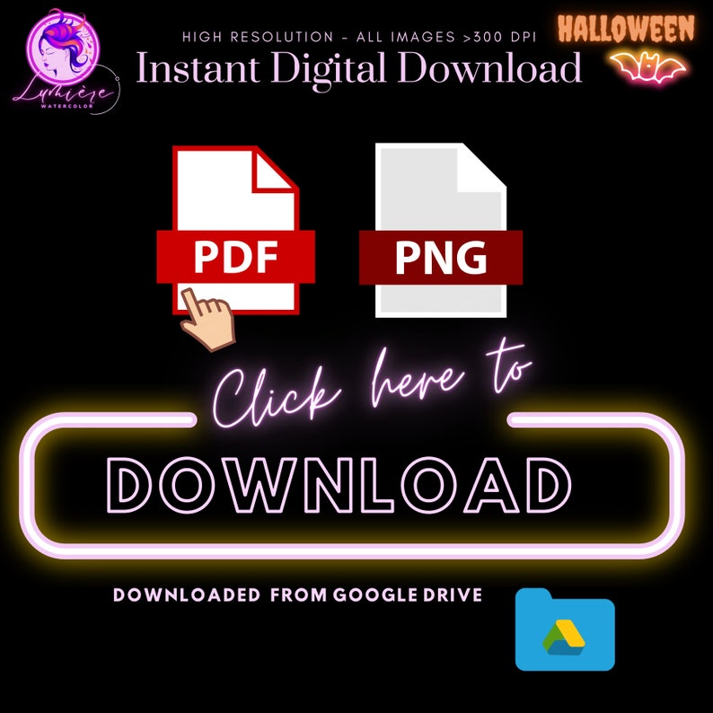 Halloween Monsters Clipart~ 22 Neon Spooky PNG~ Neon Pumpkin Png~ Neon ...