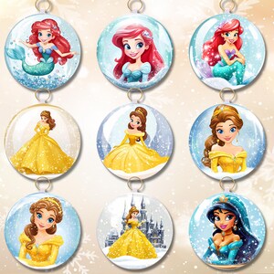 3D Christmas Princess Ornaments ~ Snowglobe Ornaments ~ Printable Round ...