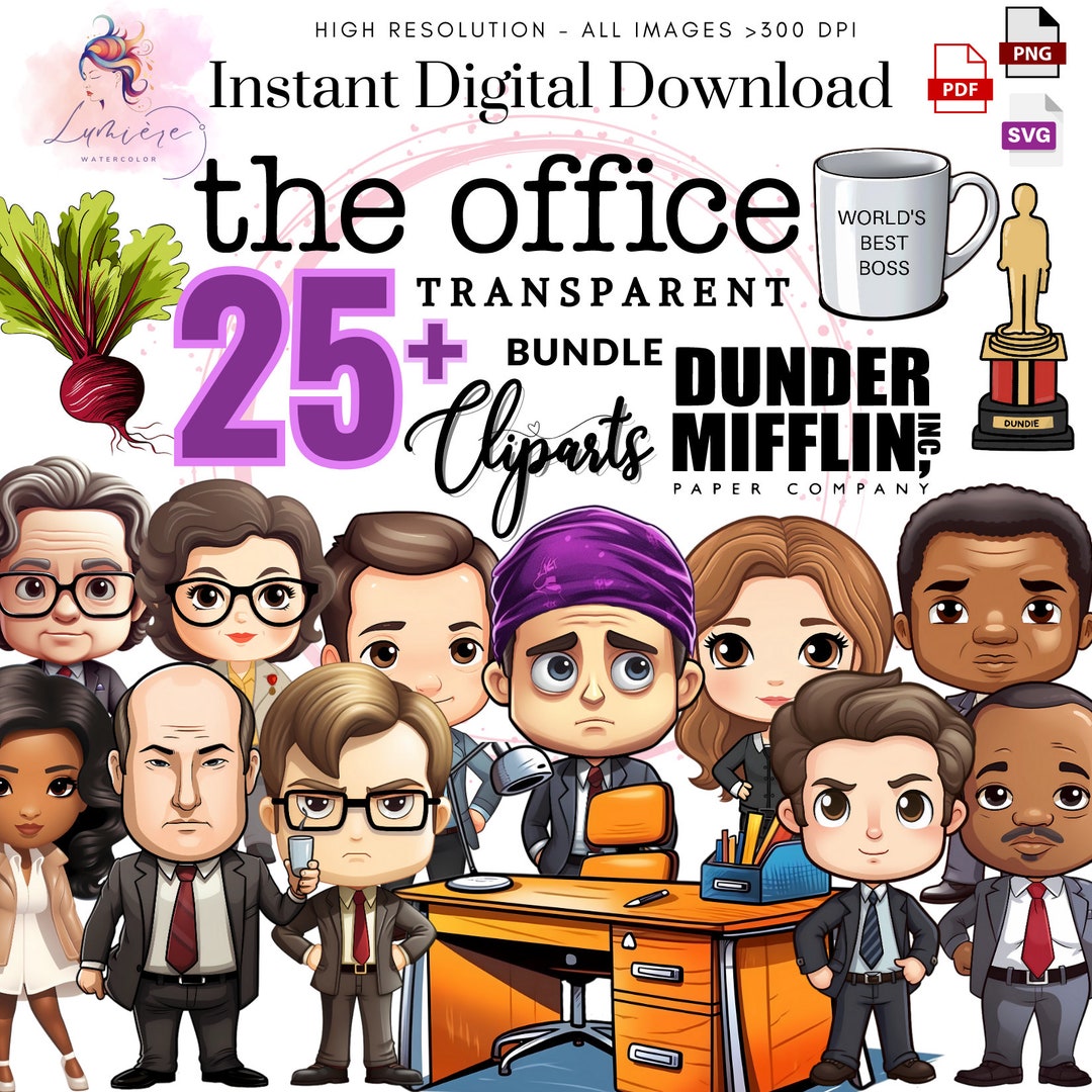 The Office Fan Art Clipart ~ Set of 25+ Iconic Characters Png ~ Office ...
