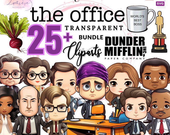 The Office Fan Art Clipart Set of 25 Iconic Characters Png Office PNG ...