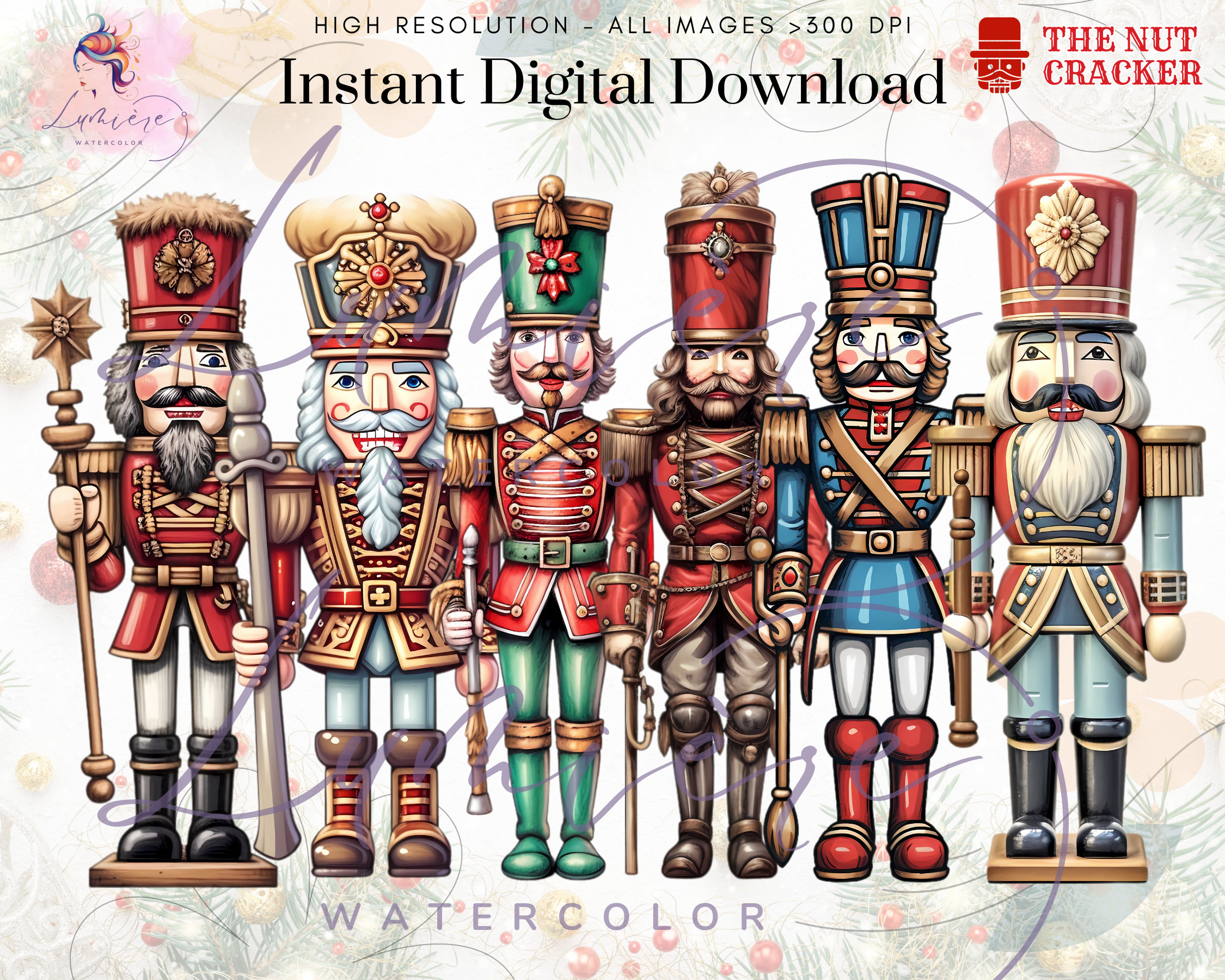 Nutcracker Clipart~ 30 Watercolor Christmas Nutcracker Png~ Marry ...