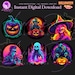 Halloween Monsters Clipart~ 22 Neon Spooky PNG~ Neon Pumpkin Png~ Neon ...