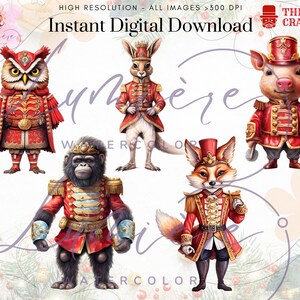 Animal Nutcracker Clipart~ 22 Watercolor Christmas Animals Png~ Marry ...