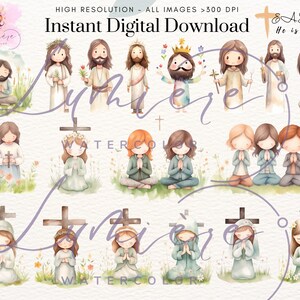 Religious Easter Clipart~ Watercolor Christian Easter PNG ~ He is Risen ...