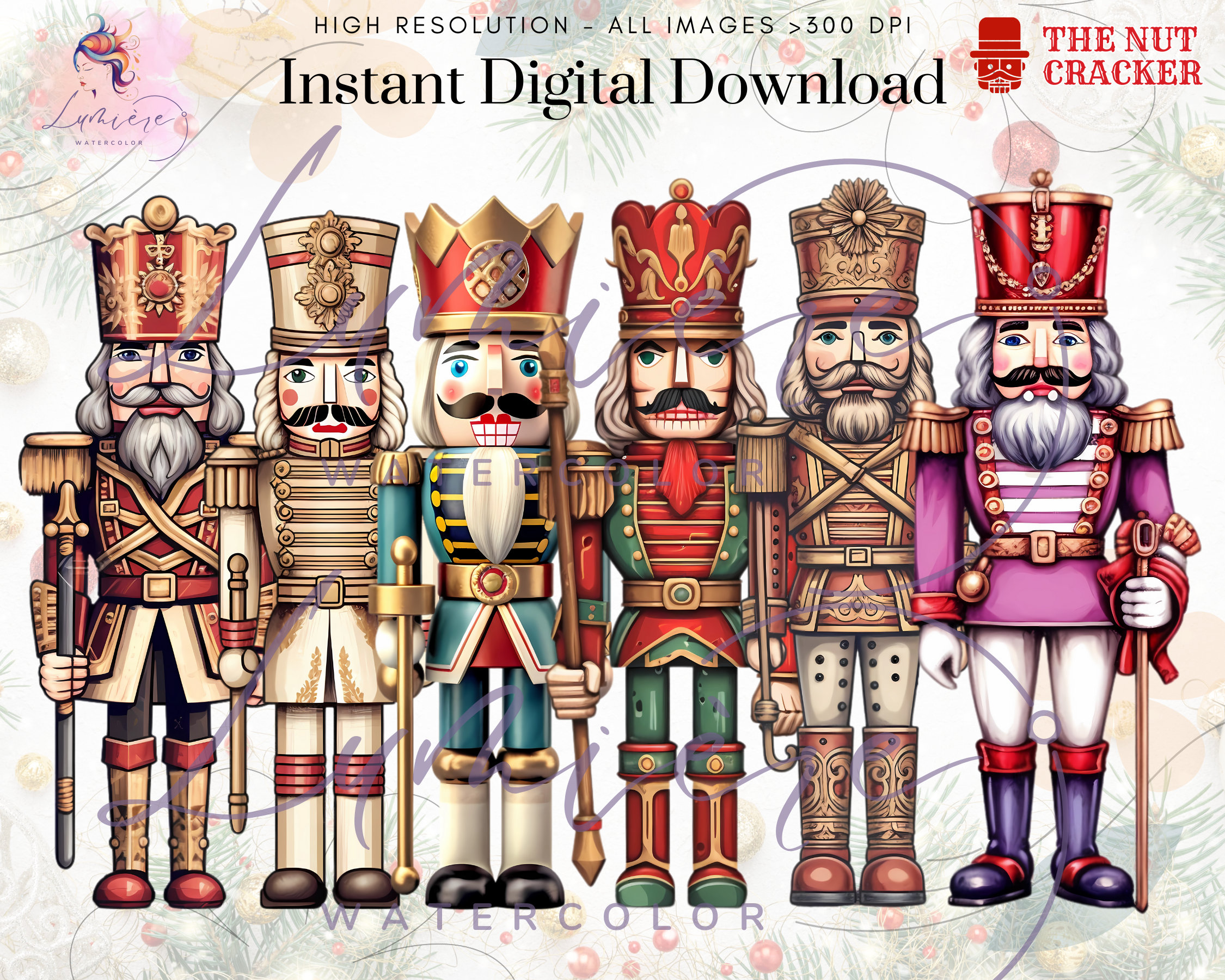 Nutcracker Clipart~ 30 Watercolor Christmas Nutcracker Png~ Marry ...