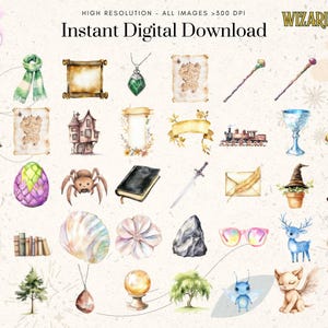 Wizard School Clipart ~ Cute Wizard Bundle ~ Witch PNG ~ Fantasy Magic ...