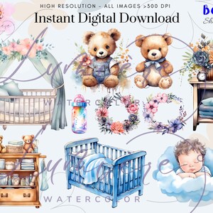 Baby Shower Clipart ~ 45 Watercolor New Born Baby Clipart~ Gender ...