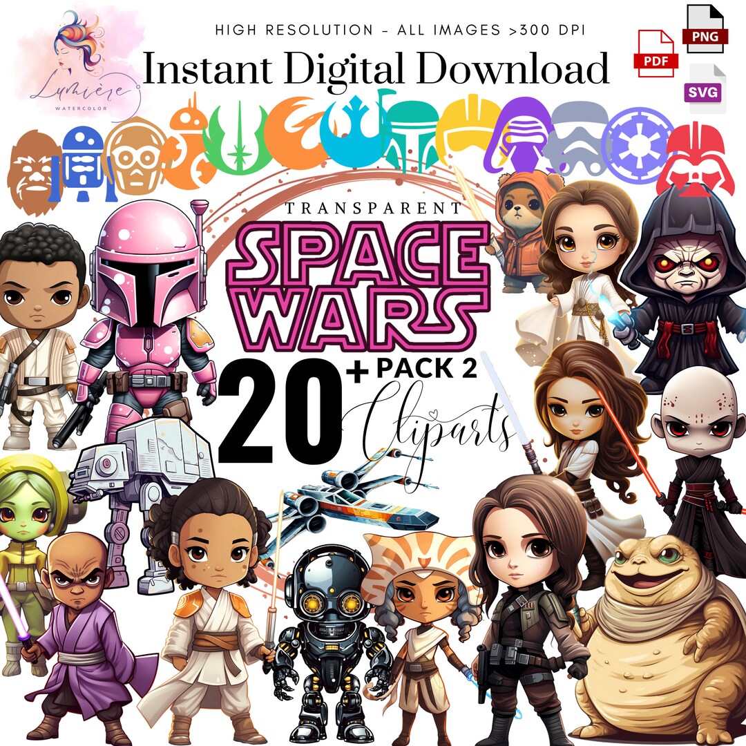 Space Wars Clipart Pack2~ Kawaii Space Wars Set of 20 Designs~ Cute ...