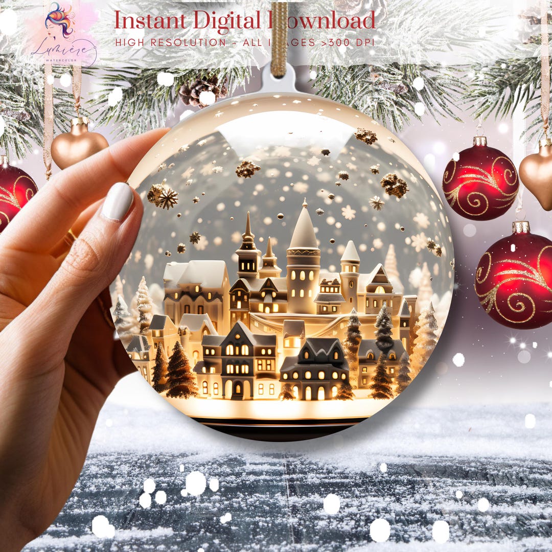 3D Christmas Village Ornament ~ Snow Globe Ornament PNG ~ Wind Spinner ...