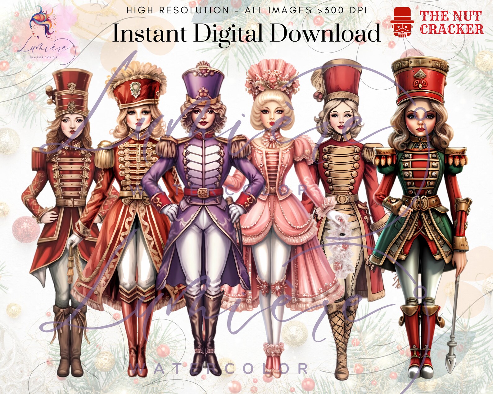 Nutcracker Clipart~ 30 Watercolor Christmas Nutcracker Png~ Marry ...