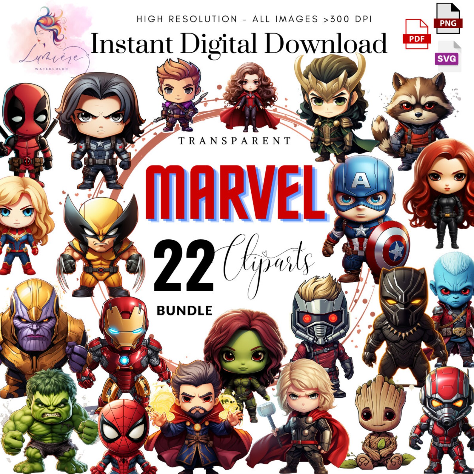 Superheroes Clipart Bundle 22 Cute Characters High - Etsy