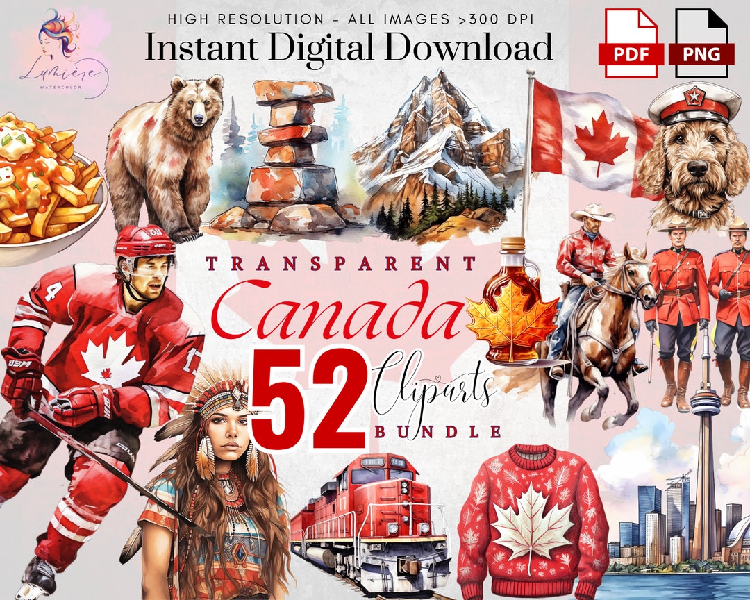 Canada Day Clipart~ Watercolor Canada Nature PNG ~ Country Culture PNG ...
