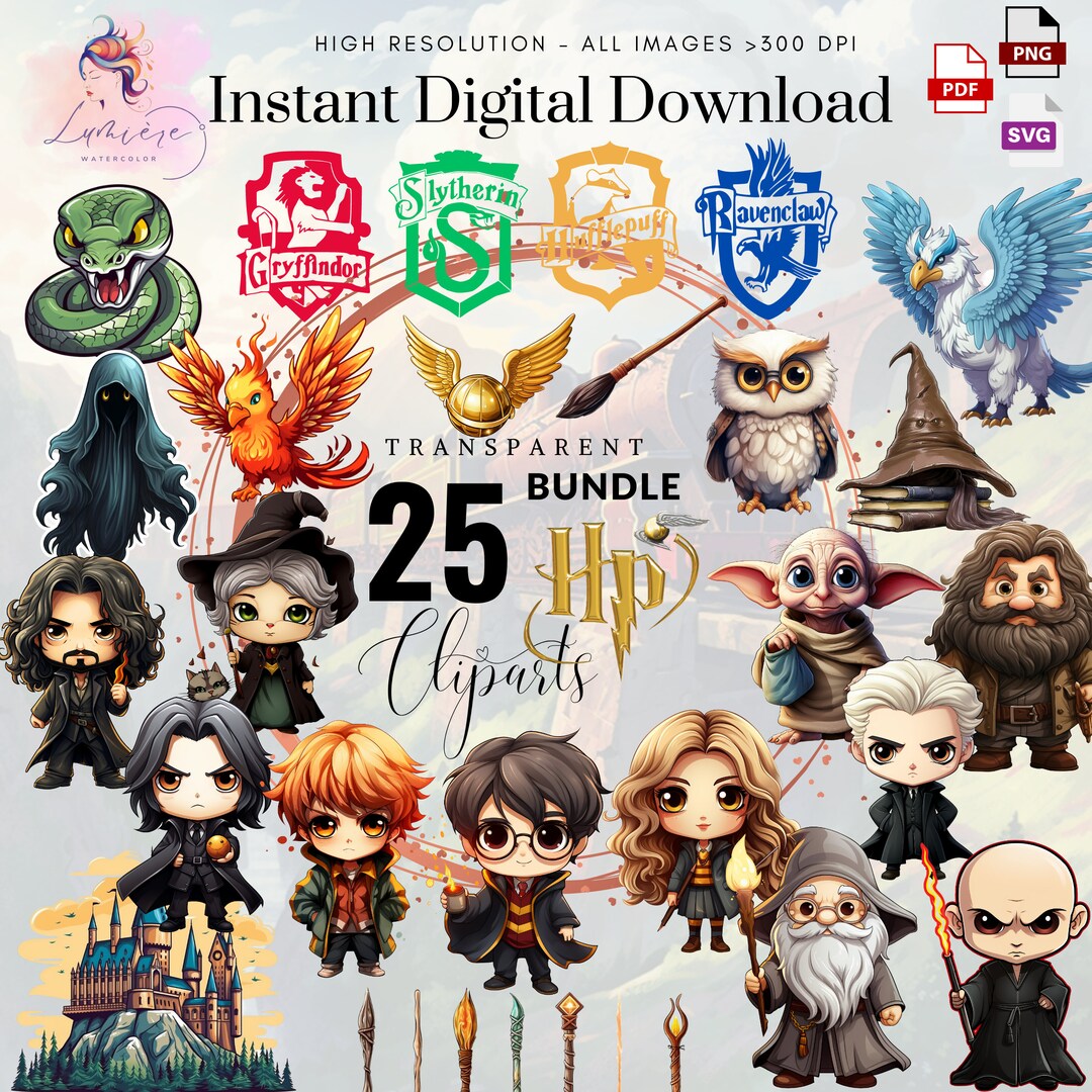 Magic Wizardry Characters Clipart Bundle Set of 25 High - Etsy