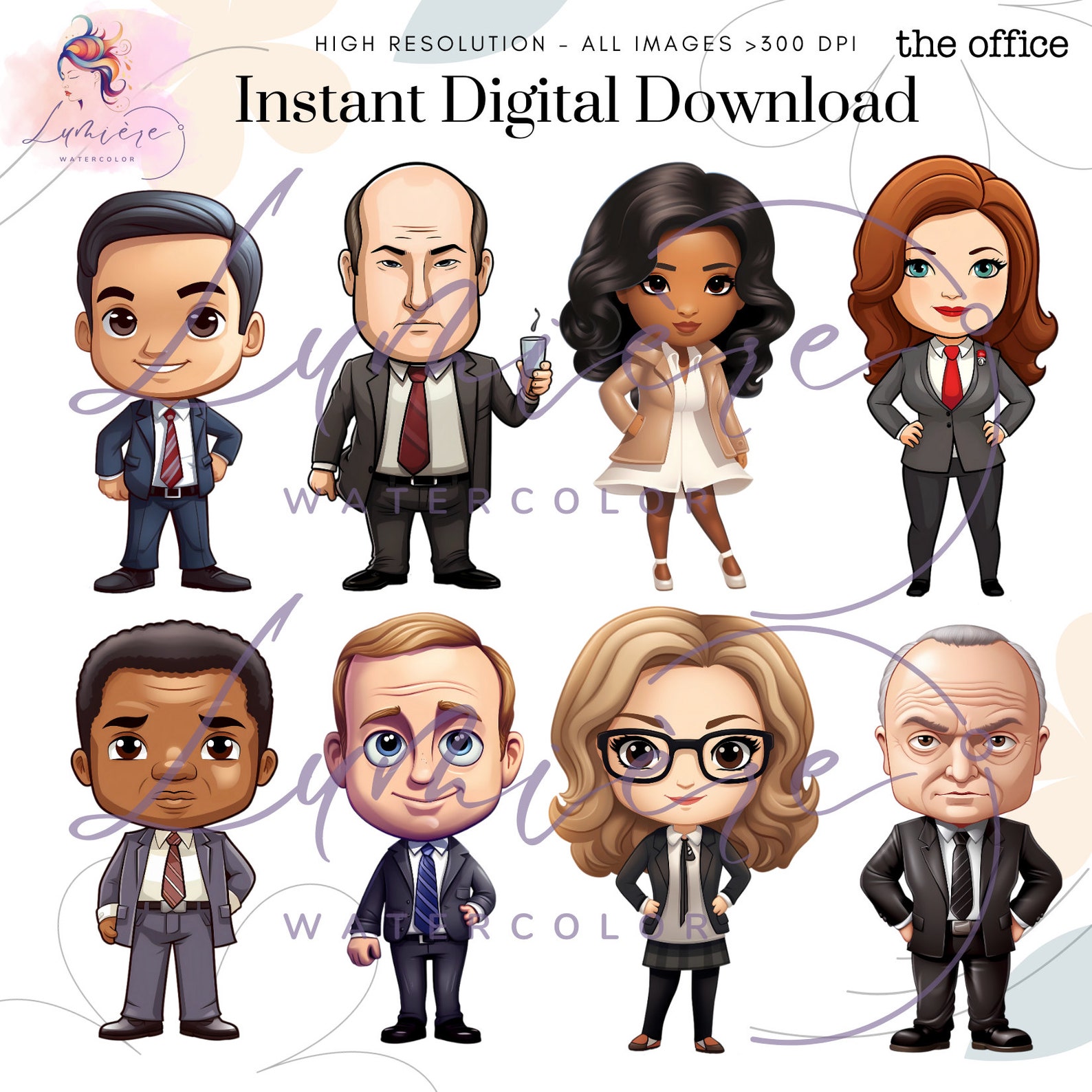 The Office Fan Art Clipart ~ Set of 25+ Iconic Characters Png ~ Office ...